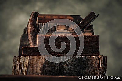 Carpentry Concept Illustrated By Planer And Ruler Stock Image ...