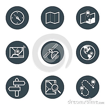 Cartography And Topography Icon Set. Maps Vector Illustration ...