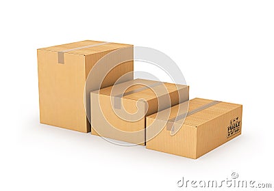Cartons Of Different Sizes On A White Background. Royalty-Free ...