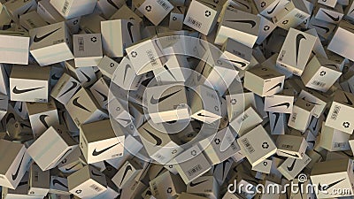 Cartons With NIKE Logo. Editorial Animation Stock Video - Video of ...
