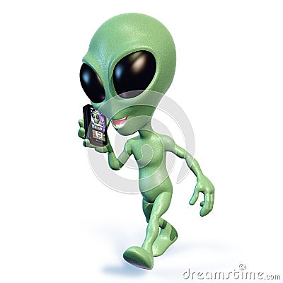Cartoon Alien Cell Phone Royalty Free Stock Photography - Image: 25277777