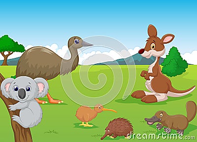 Cartoon Animals In Australian Outback Stock Vector - Image: 45744998