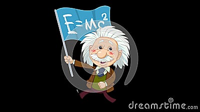 Cartoon Einstein with the World`s Most Famous Equation Stock Video ...