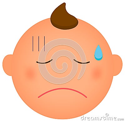 Cartoon Baby Face Emoticon Illustration / Disappointment ...