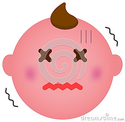Cartoon Baby Face Emoticon Illustration / Sick, Poor Condition ...