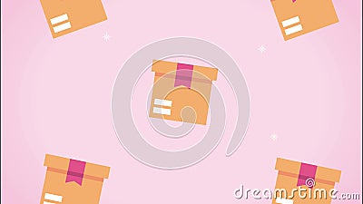 Cartoon Boxes Packing Pattern Animation Stock Footage - Video of closed ...