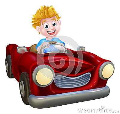 Cartoon Boy Driving Car Stock Vector - Image: 67944462