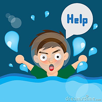 Cartoon Boy Drowned Stock Vector - Image: 56278707