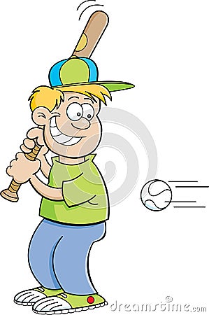Cartoon Boy Hitting A Baseball Royalty Free Stock Photography - Image ...