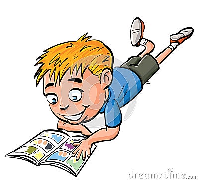 Cartoon Boy Reading A Comic Book Royalty Free Stock Photo - Image: 25506735