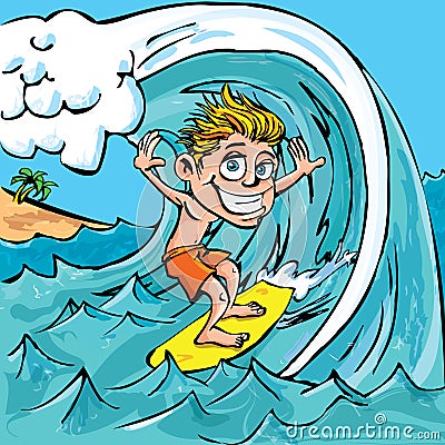 Cartoon Boy Surfing Royalty Free Stock Photo - Image: 21218585