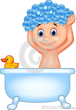 Cartoon Boy Taking A Bath | CartoonDealer.com #90768177