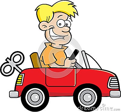 Cartoon Boy With A Toy Car. Vector Illustration | CartoonDealer.com ...
