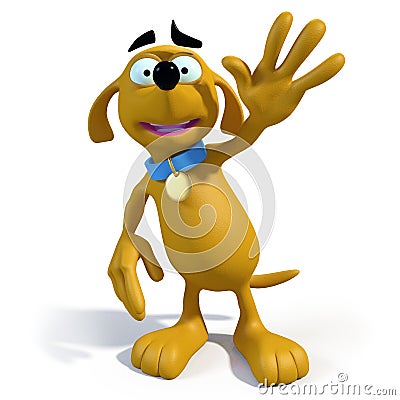 Cartoon Brown Dog Waving Stock Photo - Image: 25273560