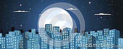 Cartoon Buildings Background In The Moonlight Stock Image - Image: 24458251