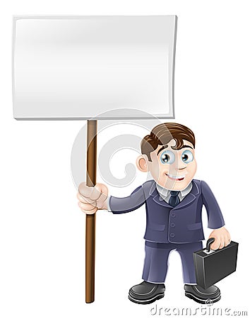 Cartoon Business Man And Sign Royalty Free Stock Image - Image: 26231736