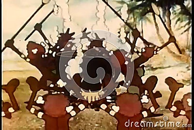 Cartoon of Cannibals Dancing Around Cauldron Stock Video - Video of ...
