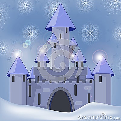 Winter Scene with the Ice Castle Stock Vector - Illustration of holiday ...