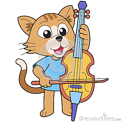 Cartoon Cat Playing A Cello Stock Photos - Image: 29889693