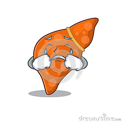 Cartoon Character Design Of Human Hepatic Liver With A Crying Face ...