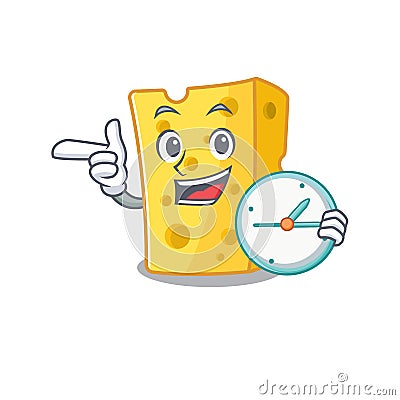 Cartoon Character Style Emmental Cheese Having Clock Vector ...