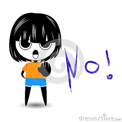 Cartoon Character Woman Say No Stock Vector - Image: 73261499