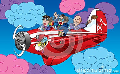 Cartoon Characters In A Plane Royalty Free Stock Photography - Image ...