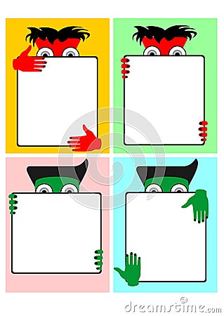 Cartoon Characters Showing Banners Vector Illustration | CartoonDealer ...