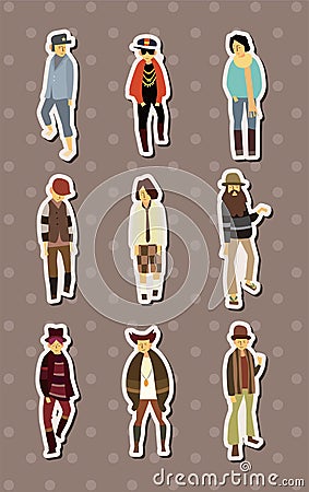 Cartoon Charming Young Man Stickers Royalty Free Stock Photo - Image ...