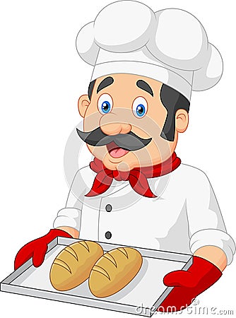Cartoon Chef Serving Bread Stock Vector - Image: 53893074