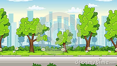 Animated Background. European City Street with Buildings, Trees and ...