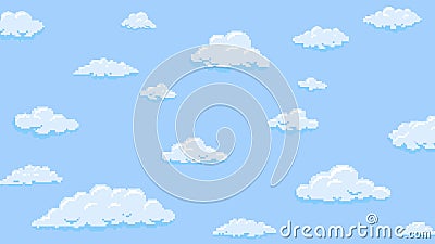 Cartoon Clouds Floating Vertically in the Blue Sky. Background Seamless ...