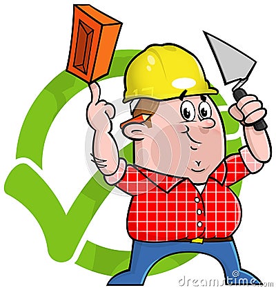 Cartoon Construction Worker Logo Vector Illustration | CartoonDealer ...