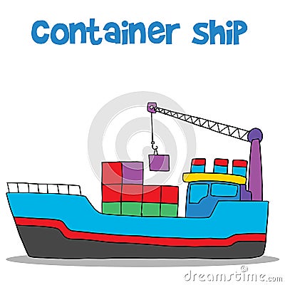 Cartoon Of Container Ship Vector | CartoonDealer.com #85190438