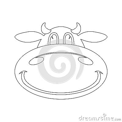 Cartoon Cow Face . Lining Draw .front View Vector Illustration ...