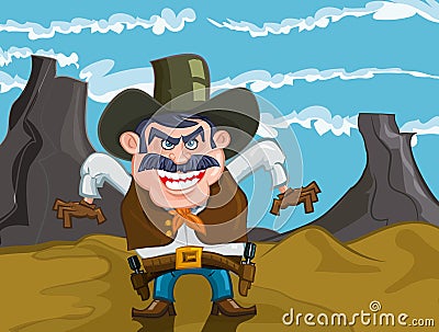 Cartoon Cowboy With An Evil Smile Stock Photo - Image: 19057620