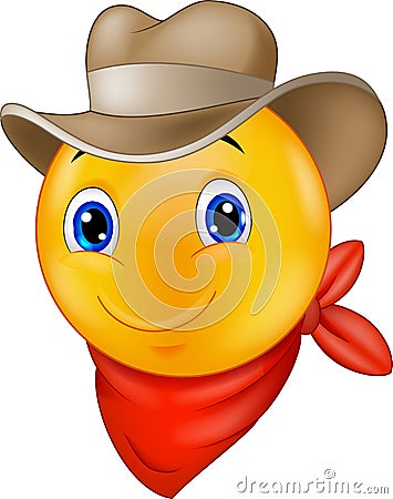 Cartoon Cowboy Smiley Emoticon Stock Vector - Image: 46948643