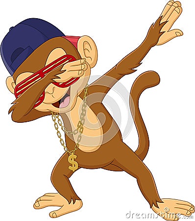 Cartoon Dabbing Monkey On White Background Vector Illustration ...