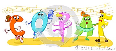 Cartoon Dancing Letters Vector Royalty Free Stock Photo - Image: 18235095