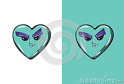 Cartoon Disgust Emoji In Heart Shape. Royalty-Free Stock Image ...