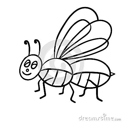 Cartoon Doodle Linear Midge, Fly Isolated On White Background ...