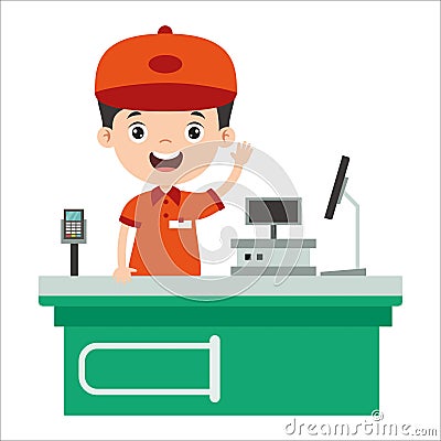 Cartoon Drawing Of A Cashier Vector Illustration | CartoonDealer.com ...