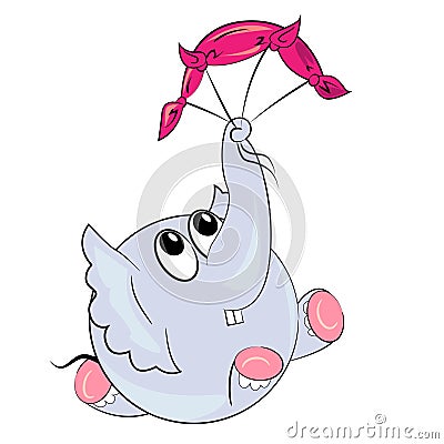 Cartoon Elephant With Parachute.sport Animal | CartoonDealer.com #23165597