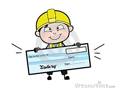 Cartoon Engineer Holding Paycheck | CartoonDealer.com #191437115