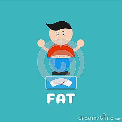 Cartoon Fat Boy Cute With Weight Scale. Royalty-Free Stock Photography ...
