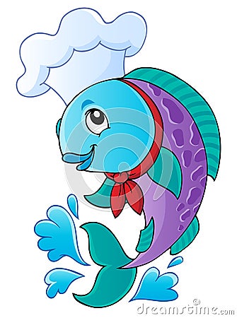 Cartoon Chef Fish Holding Soup Ladle Stock Vector - Illustration of ...