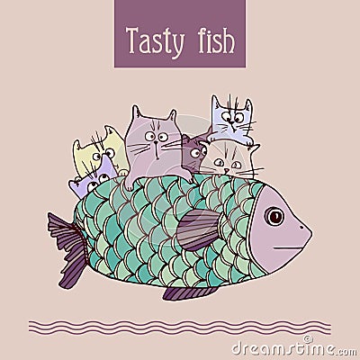 Cartoon Fish On A Plate Vector Illustration | CartoonDealer.com #70408246