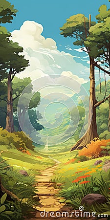 Cartoon Forest Pathway: A Manga-inspired Nature Scene In 8k Resolution ...