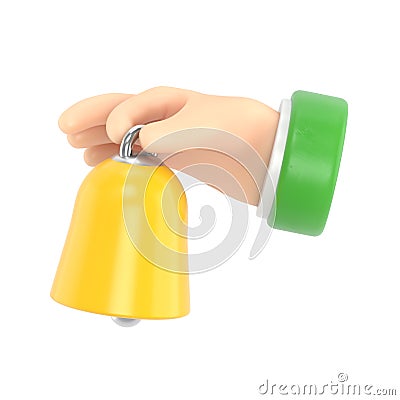 Cartoon Gesture Icon Mockup.Cartoon Hand Holding Bell.3D Rendering On ...