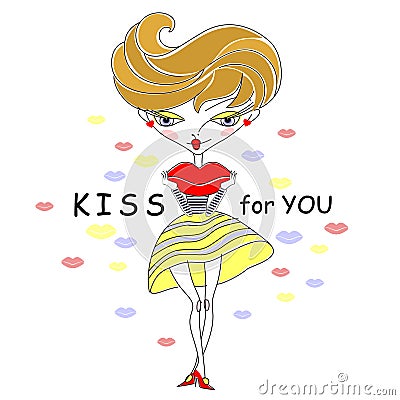 Cartoon Girl Sending Kiss Stock Photos - Image: 32296913